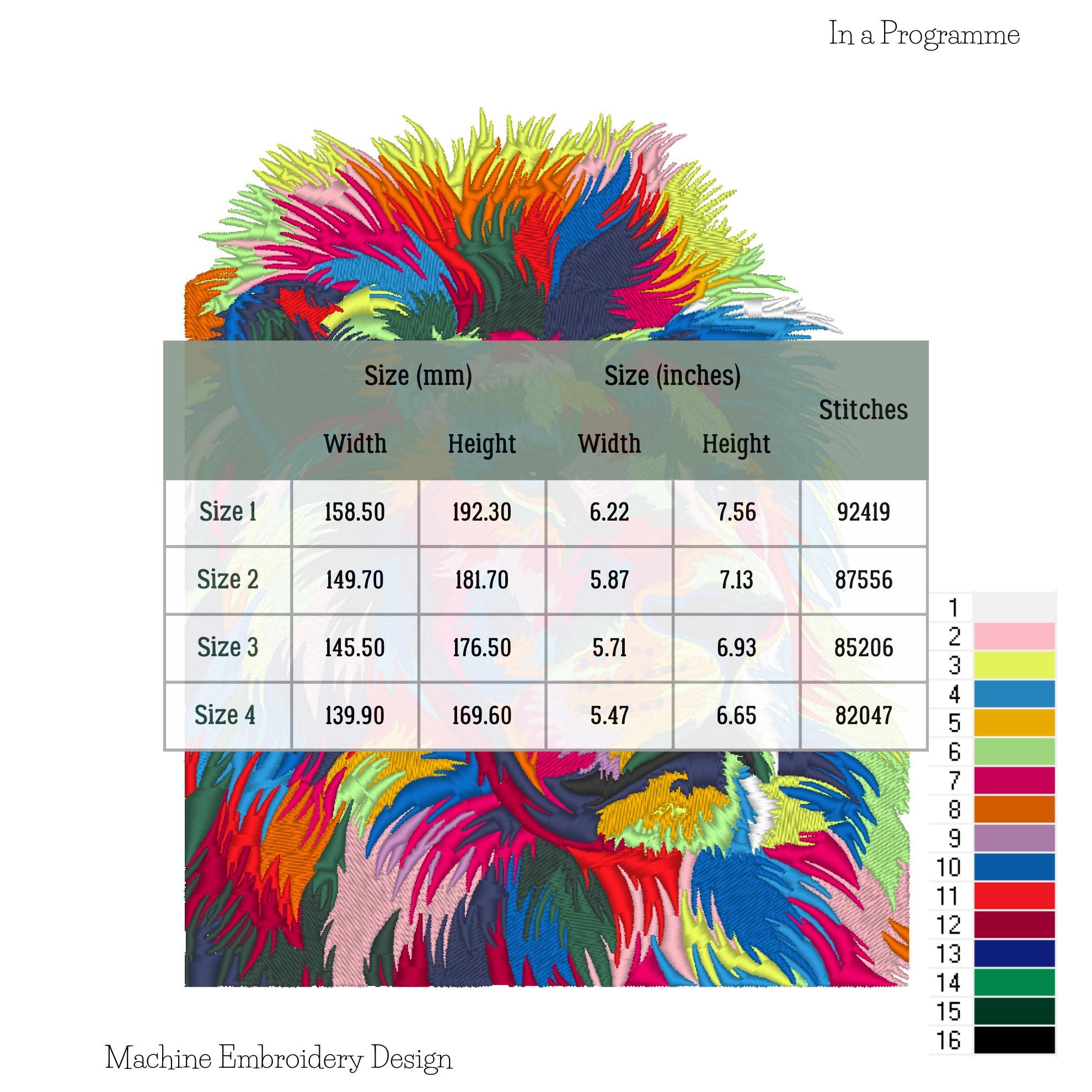 Lion Machine Embroidery Design - Colorful Lion Face Machine Embroidery ...