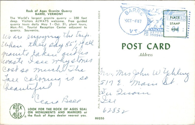 Rock of Ages Granite Quarry Barre Vermont Postcard Posted - Etsy