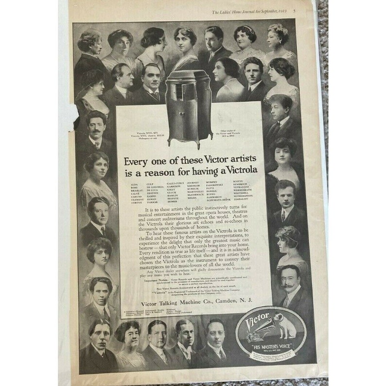 1919 Victor Victrola Phonograph Talking Machine Ad Ladies Home Journal ...
