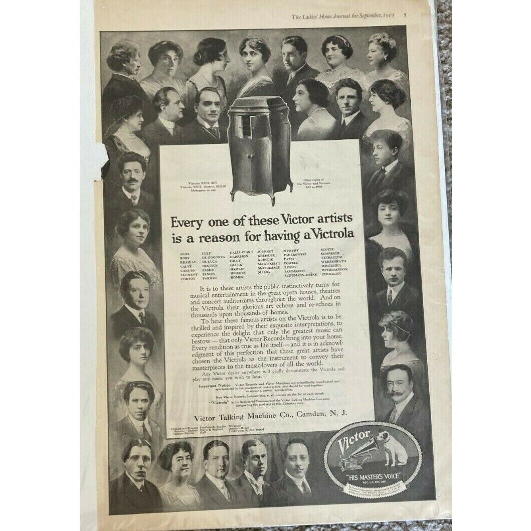1919 Victor Victrola Phonograph Talking Machine Ad Ladies Home Journal ...