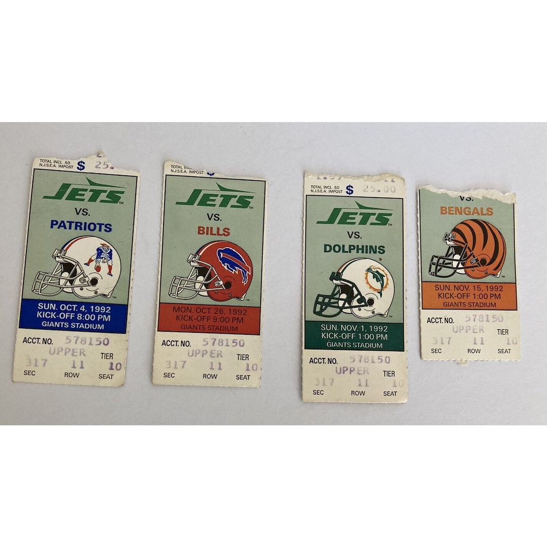 Jets Vs Bengals & Bills Vs NY Jets Ticket Stubs 1992 Giants Stadium - Etsy