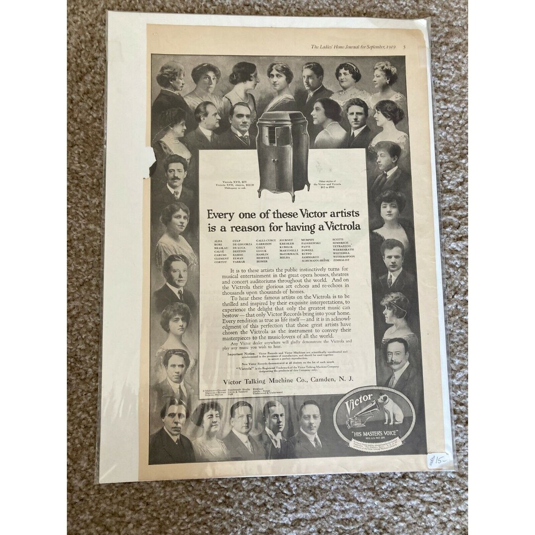 1919 Victor Victrola Phonograph Talking Machine Ad Ladies Home Journal ...