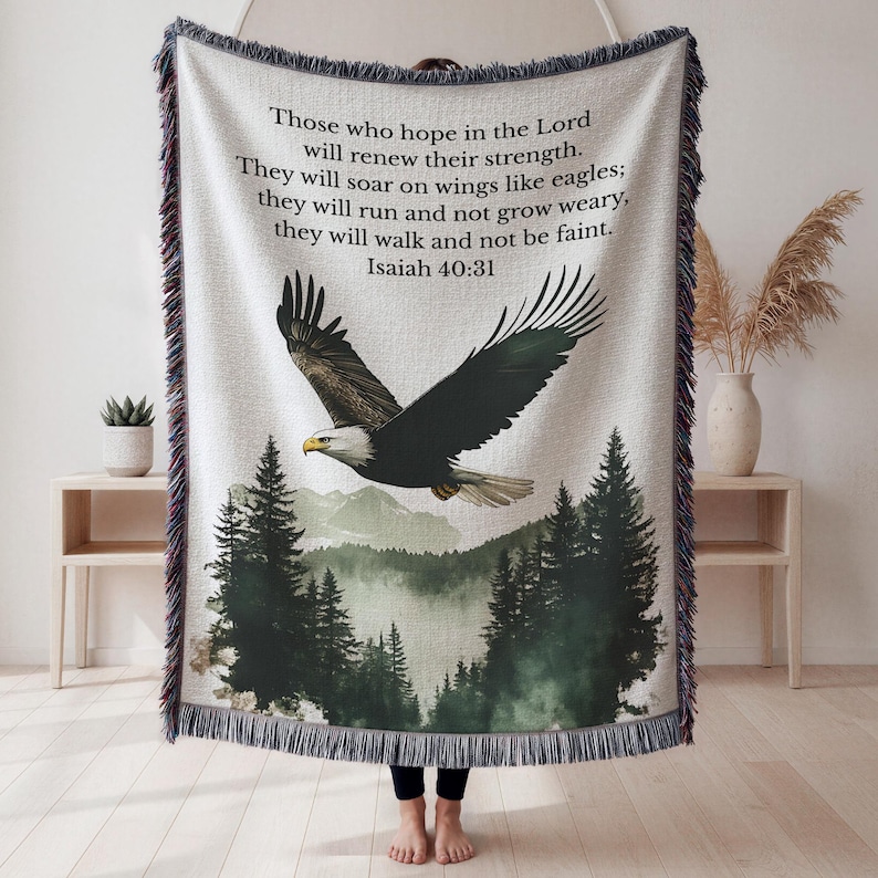 Christian Woven Blanket Cozy Cabin Scripture Cotton Blanket Religious ...