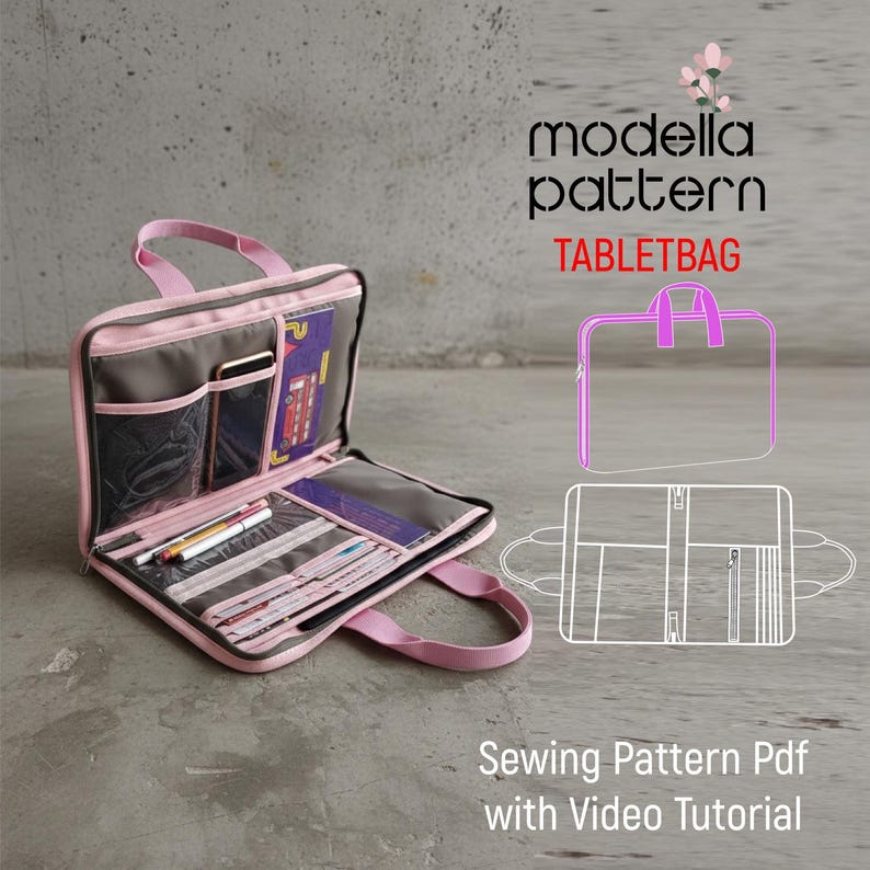 Tablet Bag Sewing Pattern PDF With Video Tutorial - Organizer Handbag ...