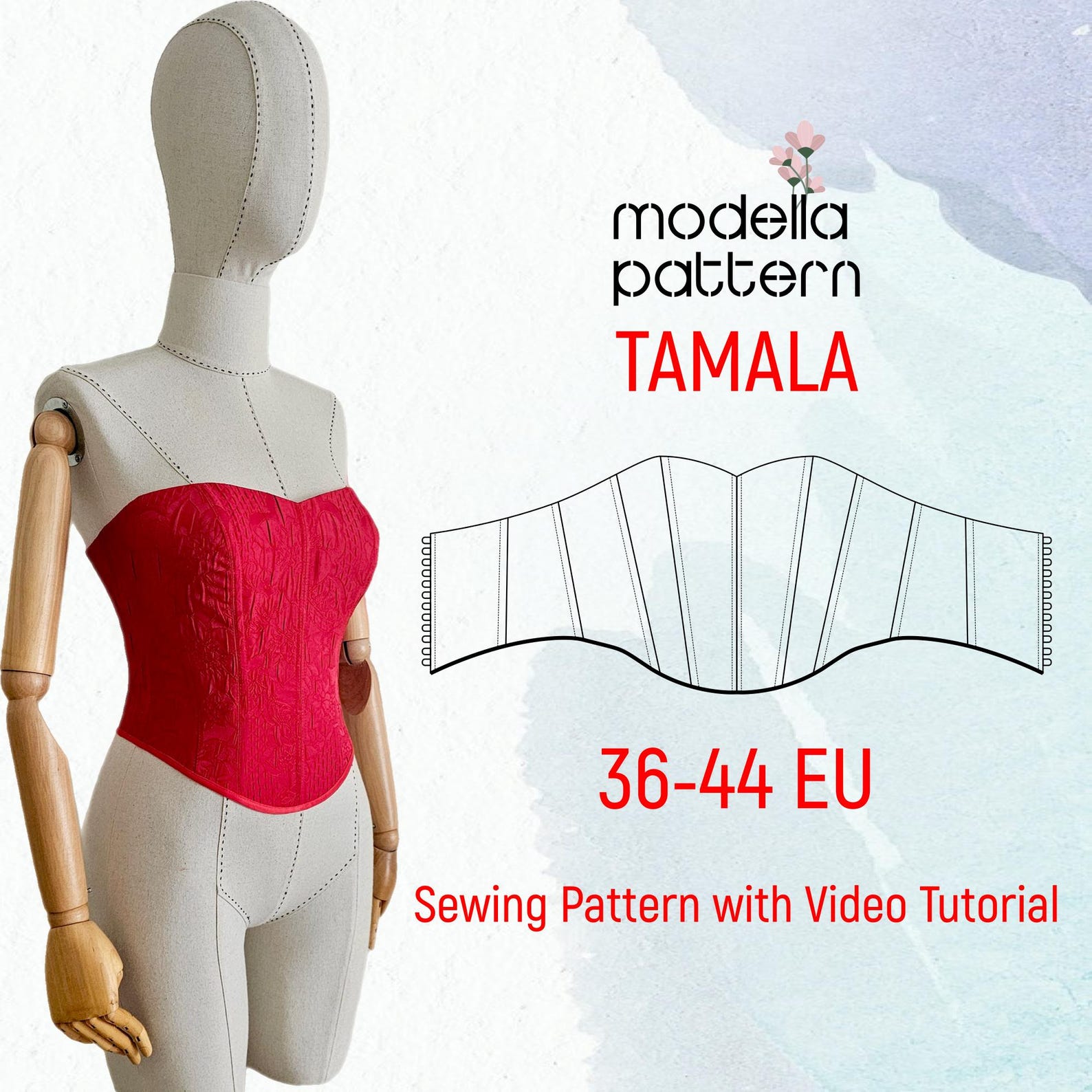 TAMALA Corset Sewing Pattern PDF With Video Tutorial -36-44 EU - Corset ...