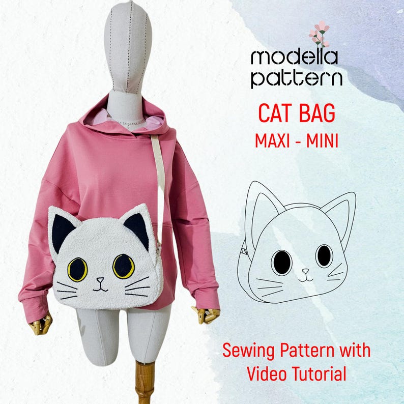 CAT BAG Bag Sewing Pattern PDF With Video Tutorial -2 Size - Handmade ...