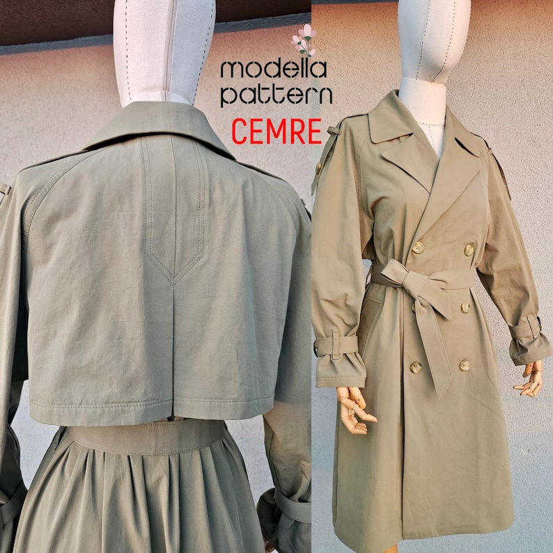 Trench Coat Sewing Pattern Pdf – Cemre Coat Pattern – Size 36 EU - 4 US ...