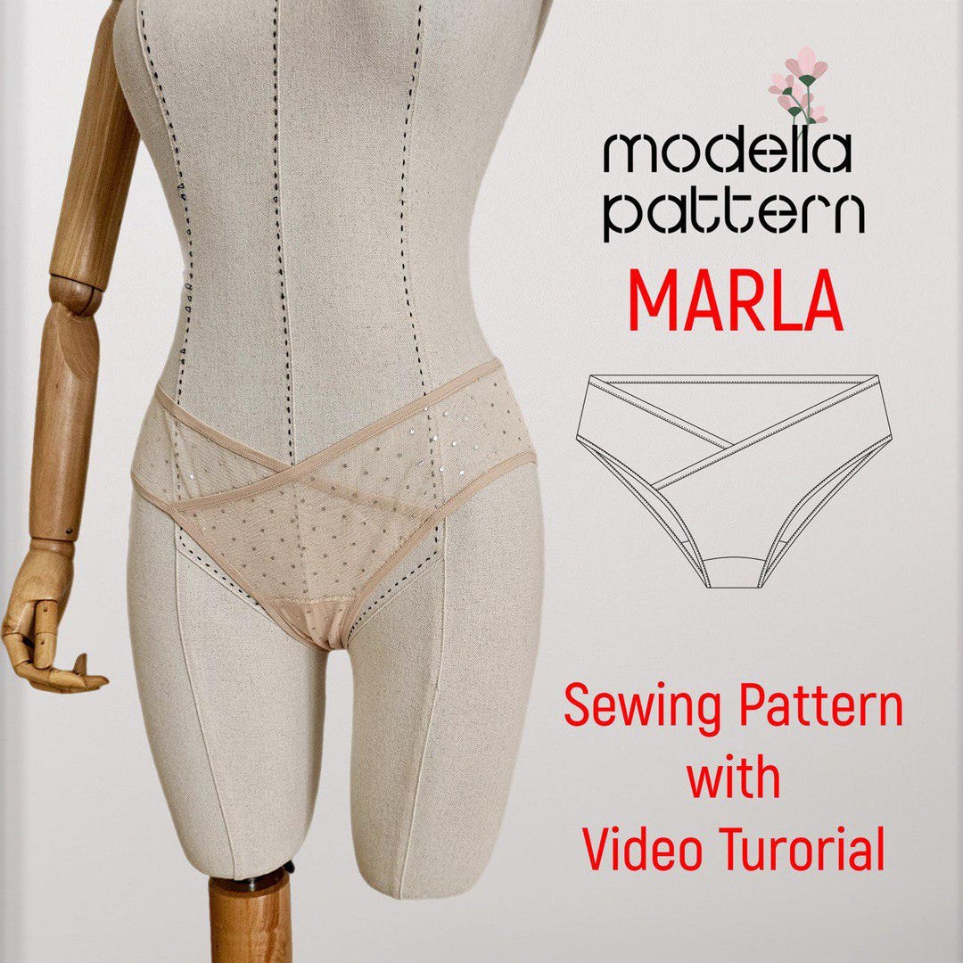 MARLA Lingerie Sewing Pattern Pdf With Video Tutorial -XS-3XL EU - Underwear Pattern - Pdf ...