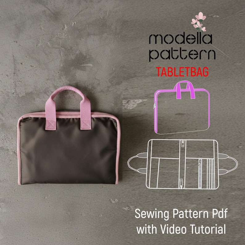 Tablet Bag Sewing Pattern PDF With Video Tutorial - Organizer Handbag ...