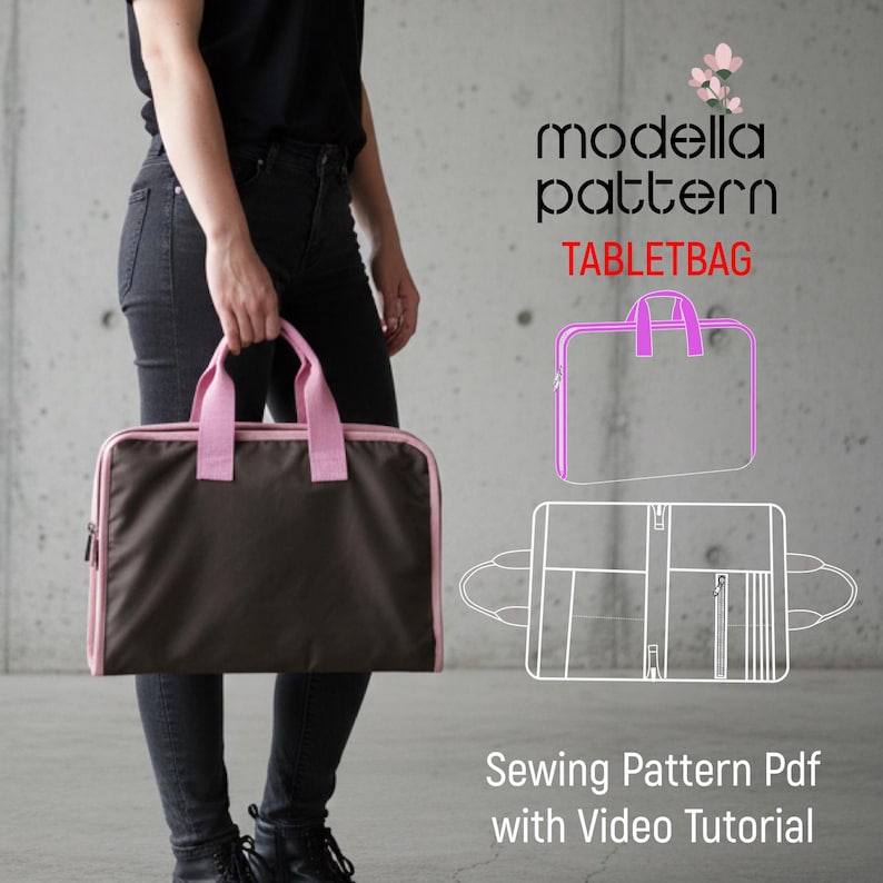 Tablet Bag Sewing Pattern PDF With Video Tutorial - Organizer Handbag ...