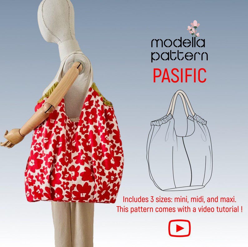 PASIFIC Bag Sewing Pattern PDF With Video Tutorial - Handmade ...