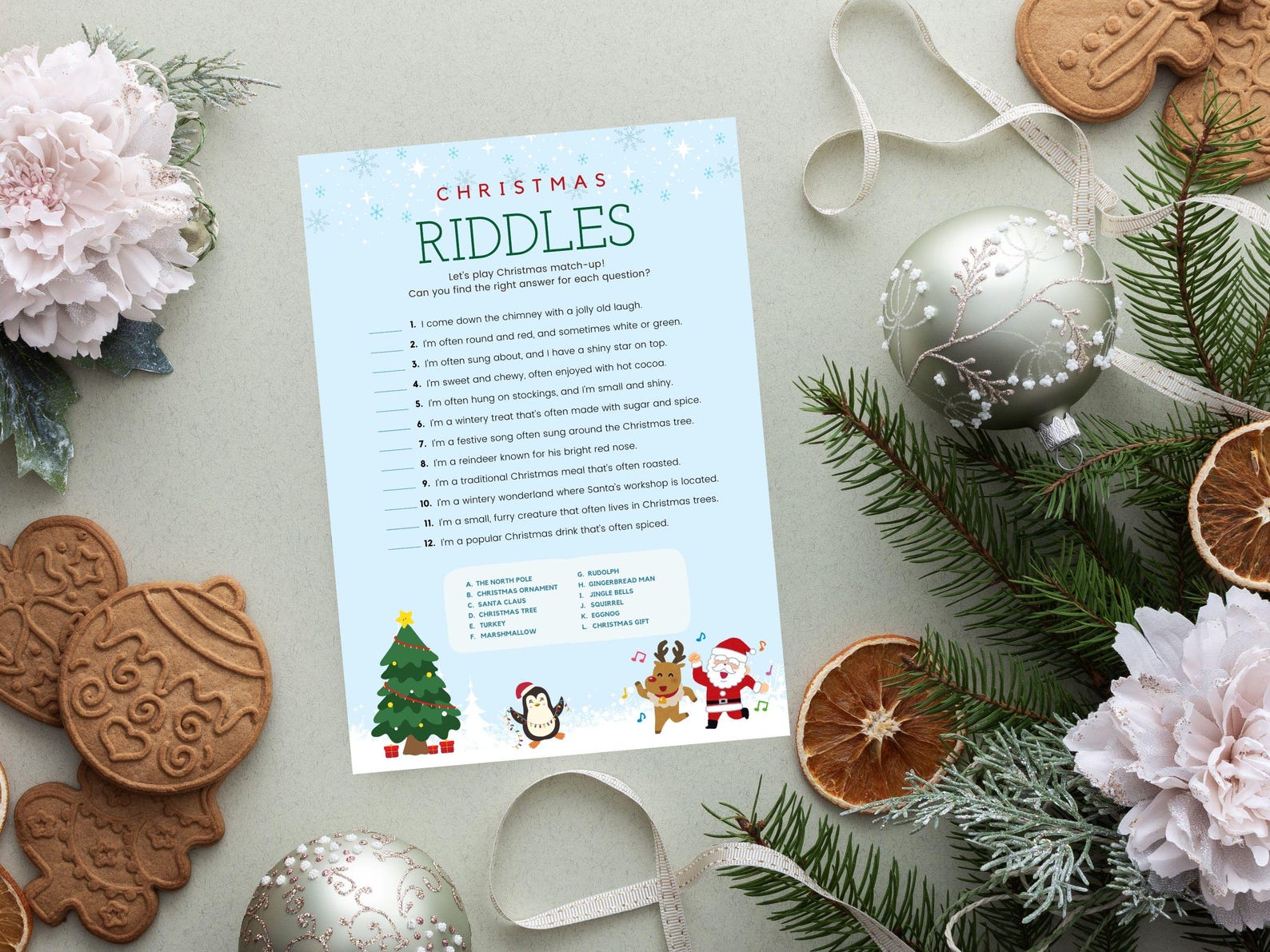Christmas Riddles Game Printable – Fun Holiday Activity for Kids ...