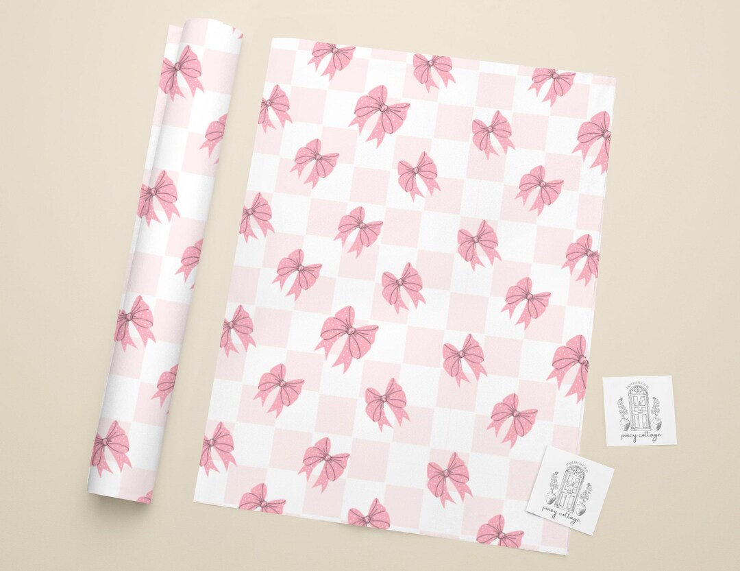 Vintage Pink Bows Wrapping Paper - Etsy