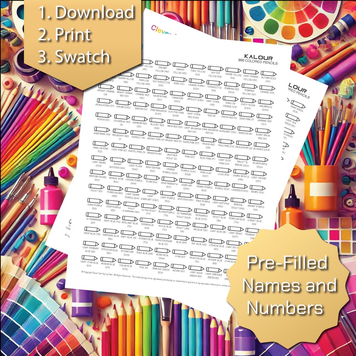 Kalour 300 Swatch Chart | Instant Download PDF | Pre-filled Color Names ...