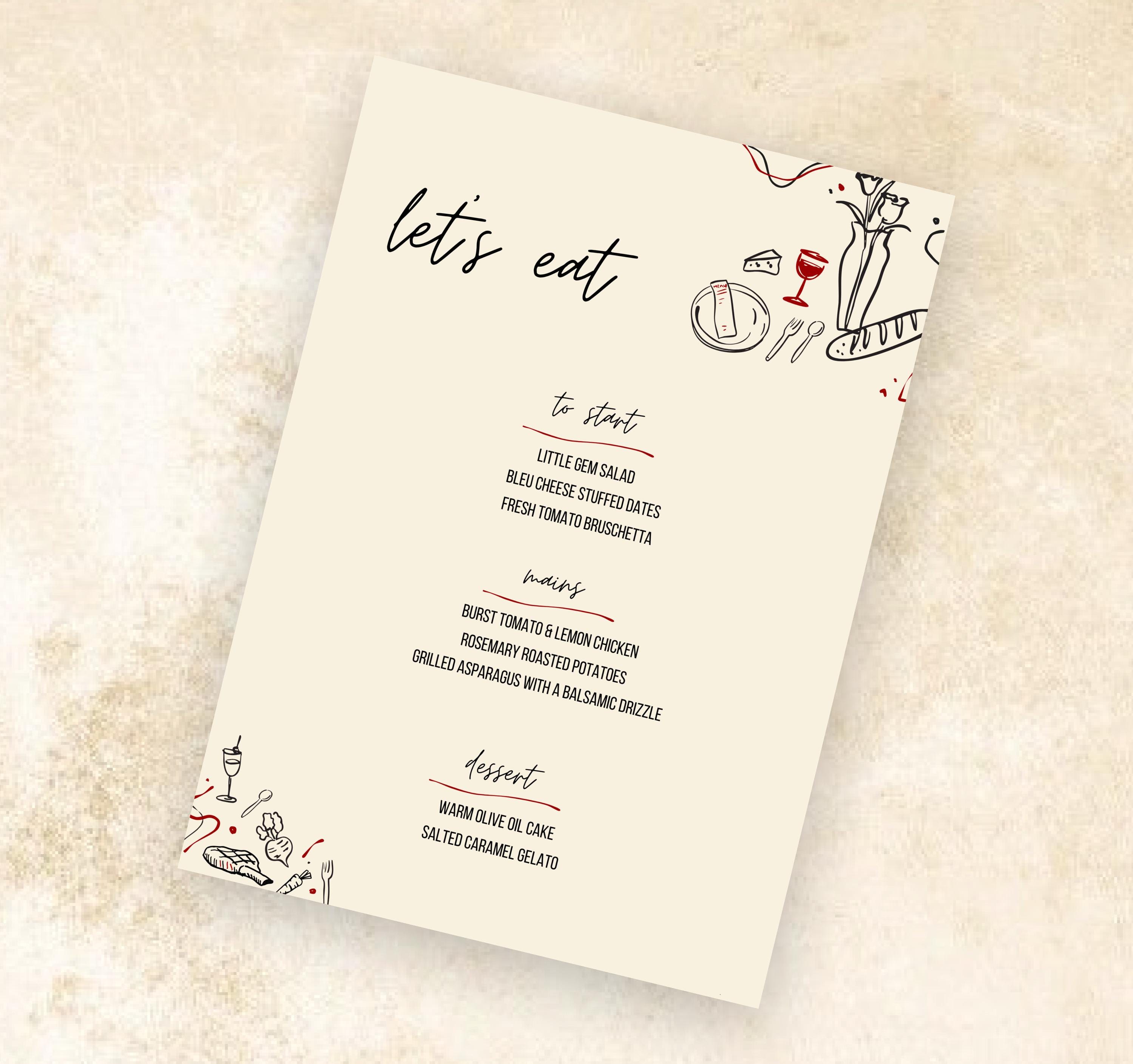 Menu and Place Card Template, Editable Table Setting Display, Printable ...