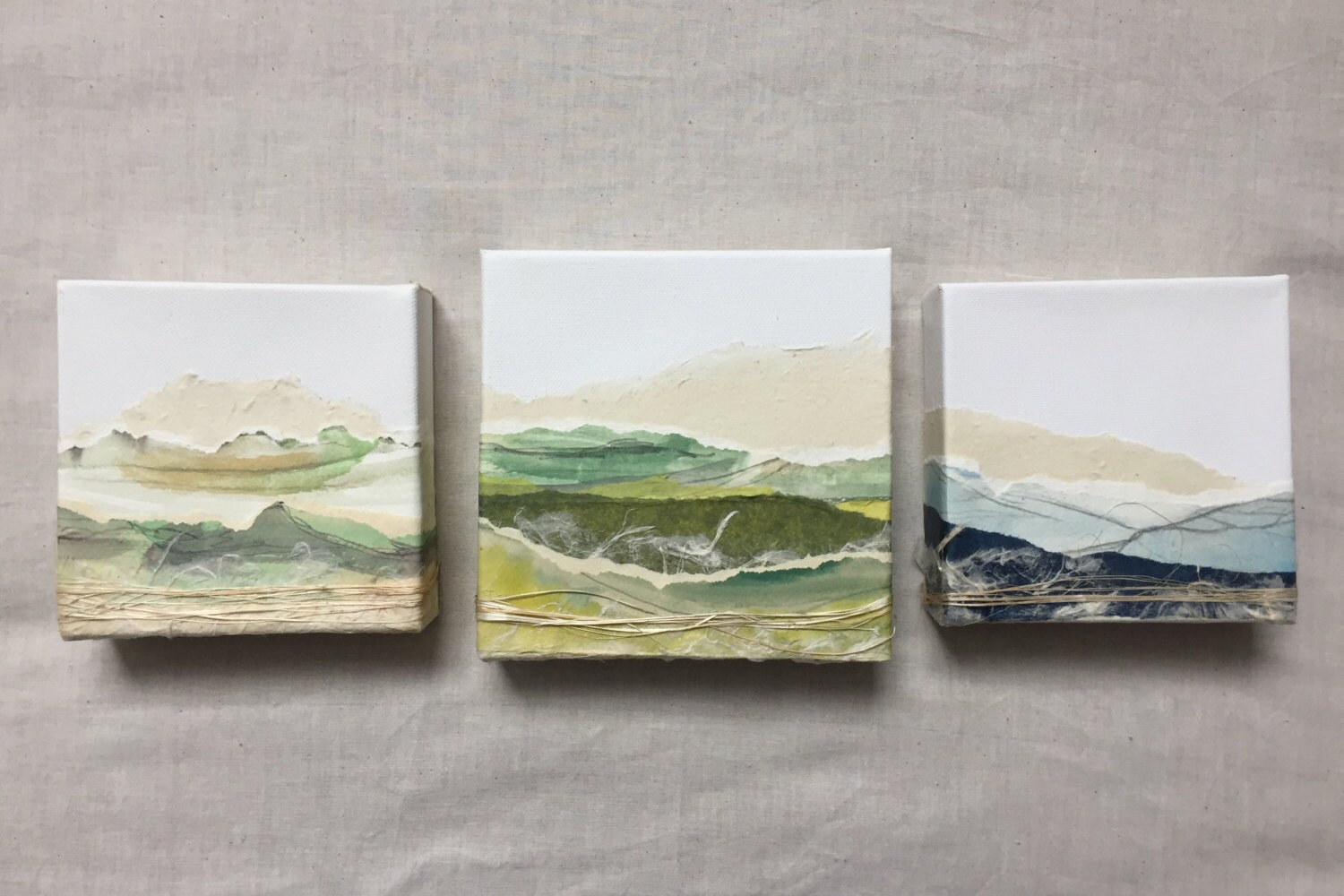 Neutral Color Collage Watercolor Landscape on 5in X 5in Canvas - Etsy