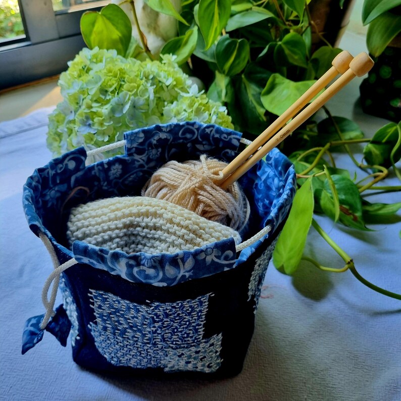 Japanese Rice Bag Denim Handmade Komebukuro Boro Sashiko Stitching Gift ...