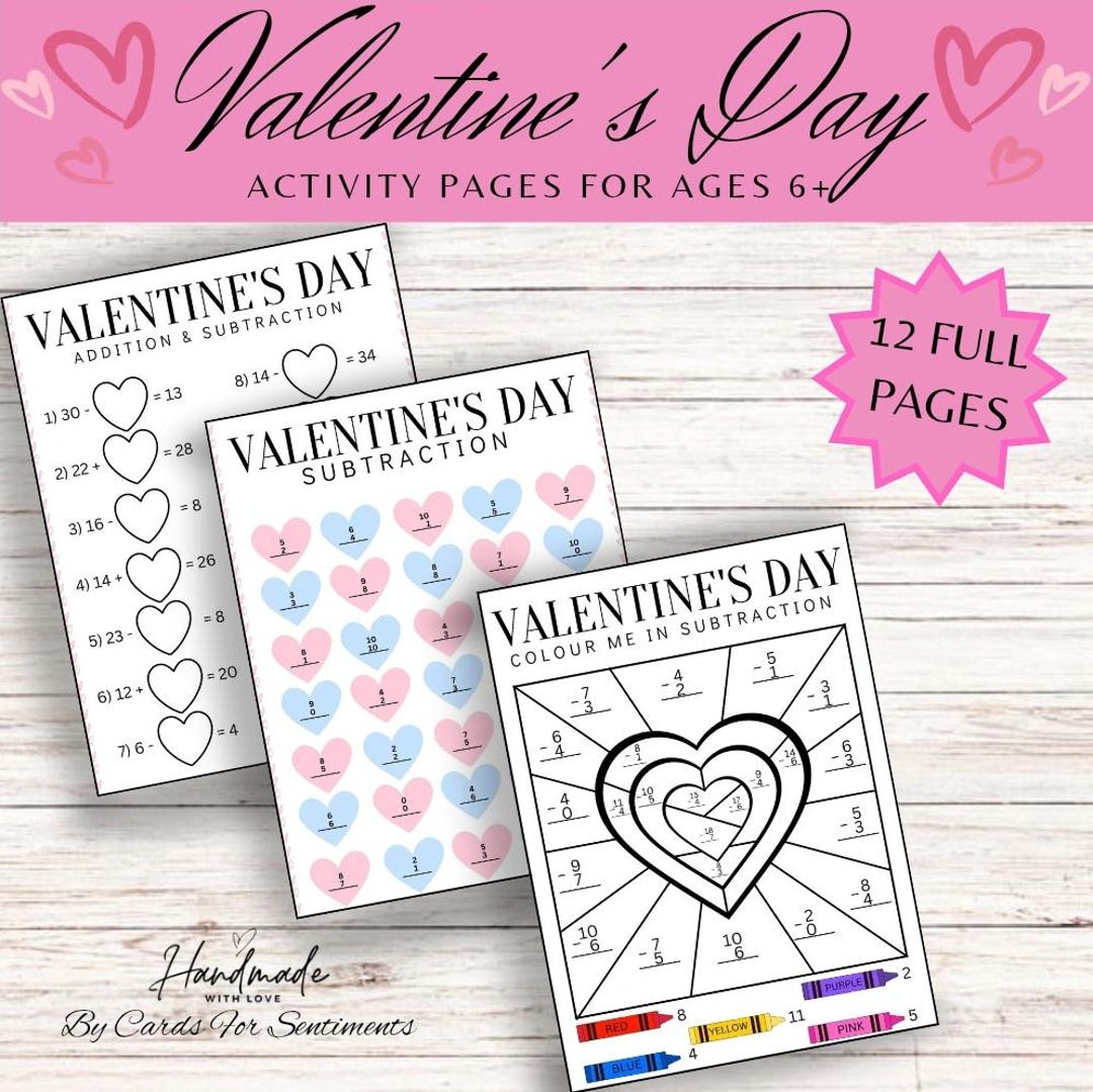 Elementary Valentine's Day Kid's Math Activities, Children's Valentine ...