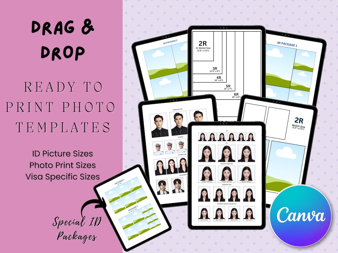 Canva ID Photo Templates: Drag & Drop Print Sizes (digital Download ...