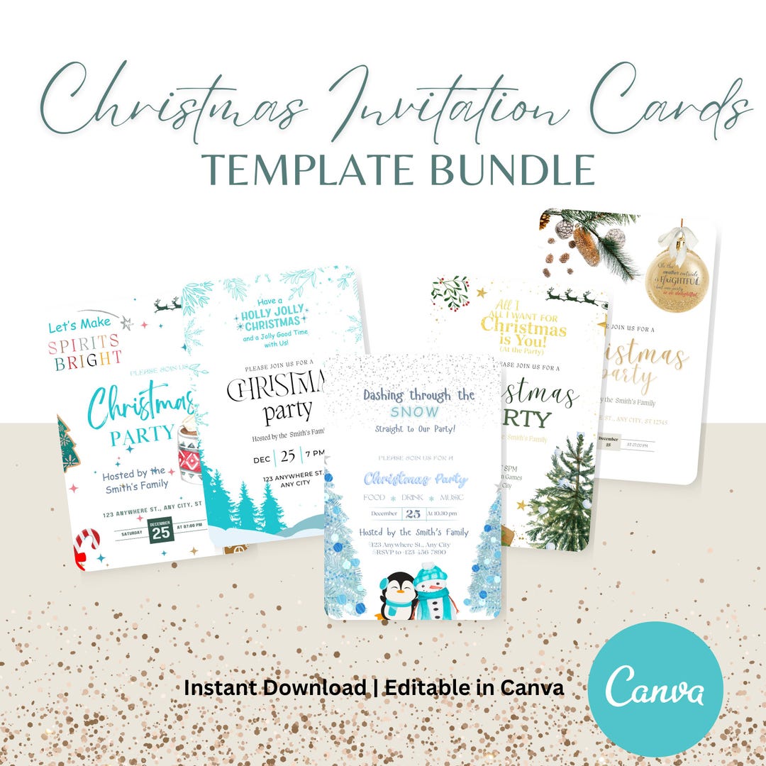 Editable Christmas Party Invitation Templates | Holiday & Office Party ...