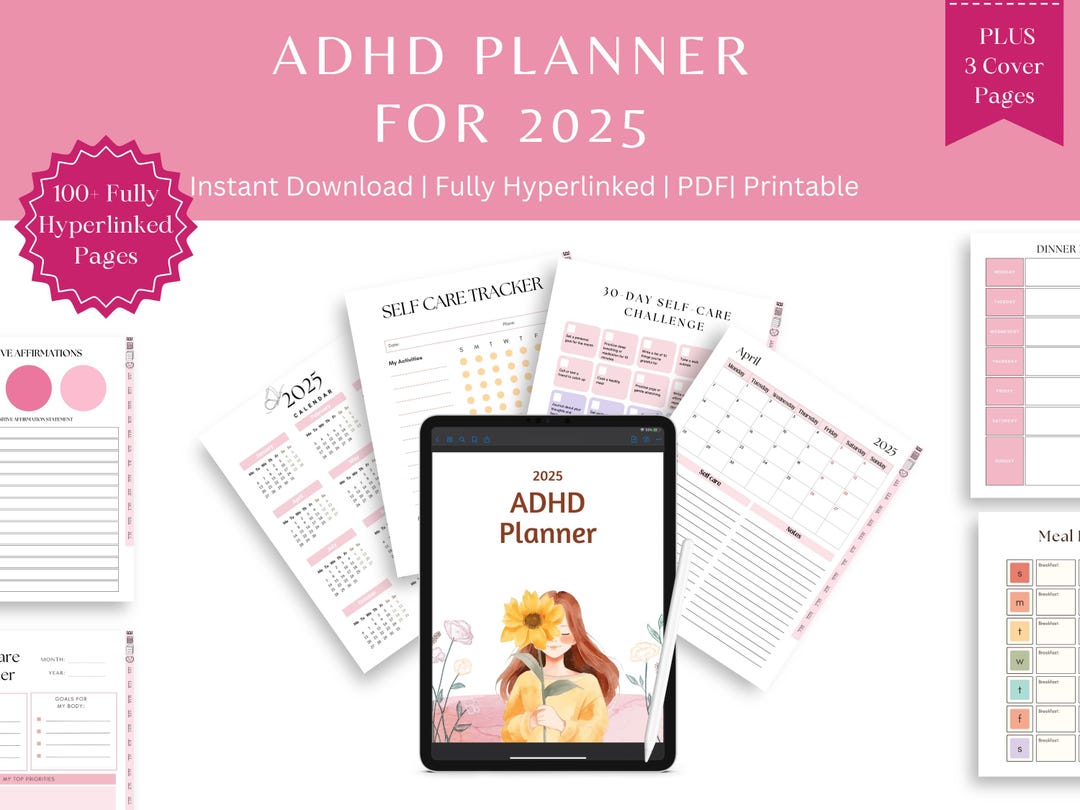 2025 ADHD Digital Planner: Hyperlinked, 100+ Pages (PDF Download) - Etsy
