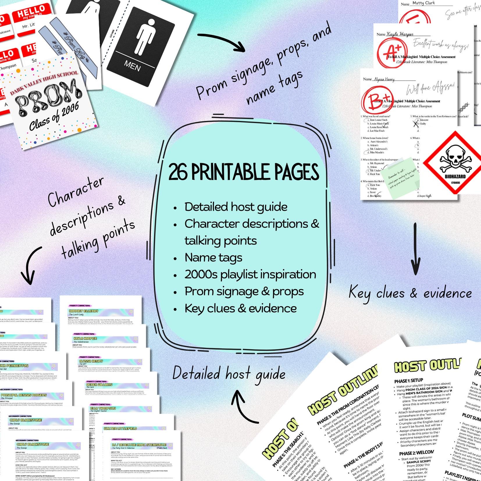 2000s Prom Murder Mystery Game | Printable Party (digital Download) - Etsy