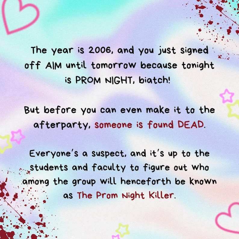 2000s Prom Murder Mystery Game || Printable Game Night Murder Mystery ...
