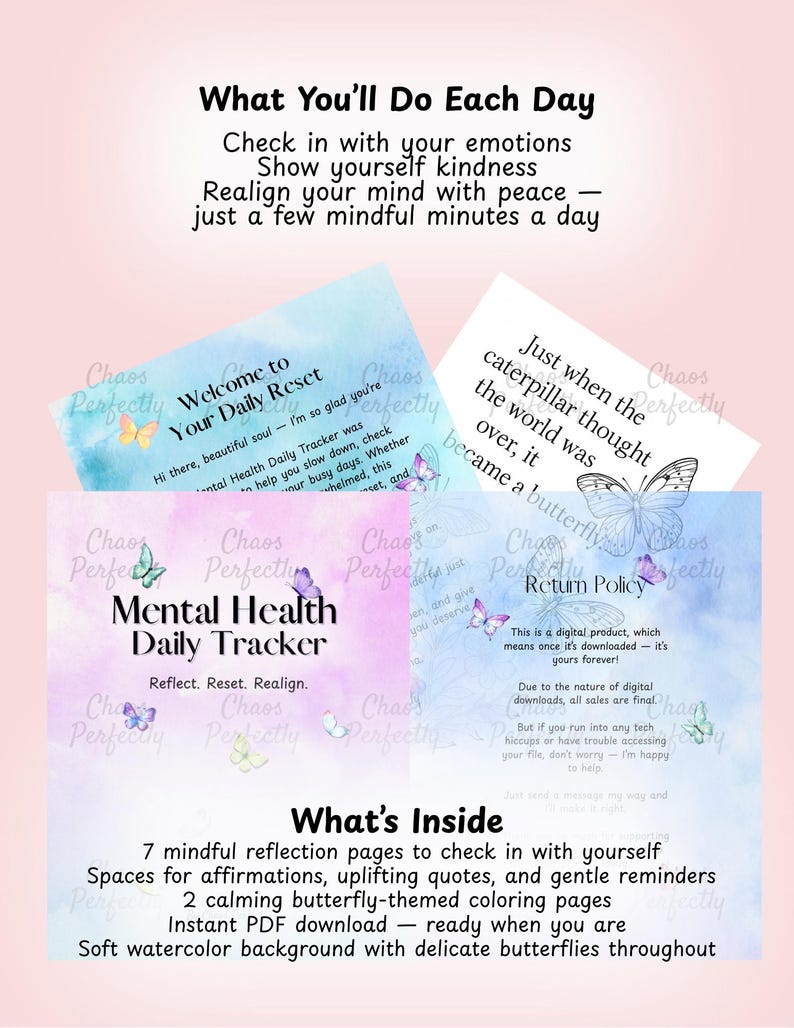 Mental Health Daily Tracker – Printable Self-care Journal | Daily ...