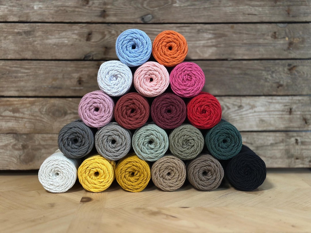 4mm 3ply Macrame Cord, 100% Cotton Single Strand Custom Color Weaving ...