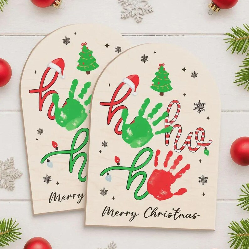 Christmas Handprint Art Keepsake - Custom Baby’s First Holiday Sign ...