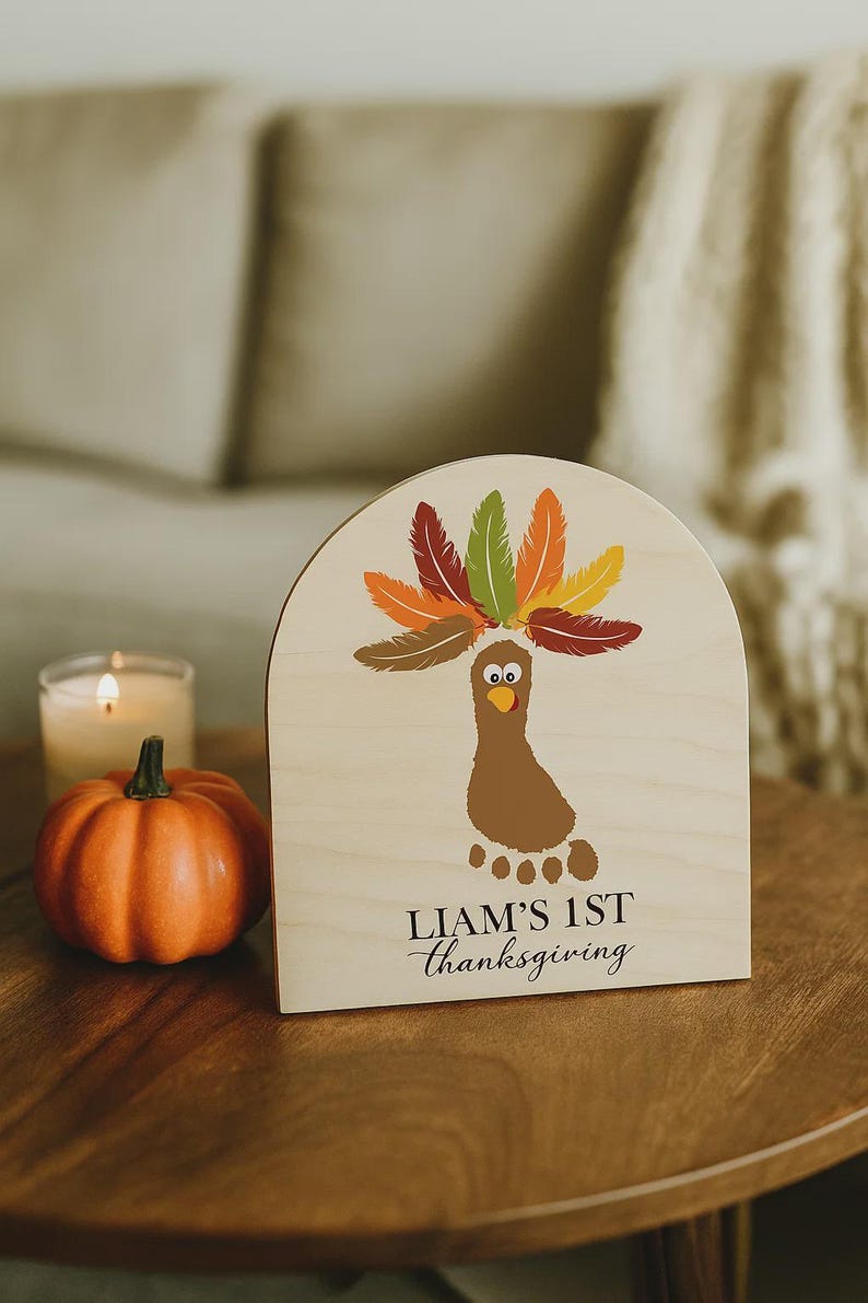 Baby's First Thanksgiving Handprint Art: Personalized Turkey Keepsake ...