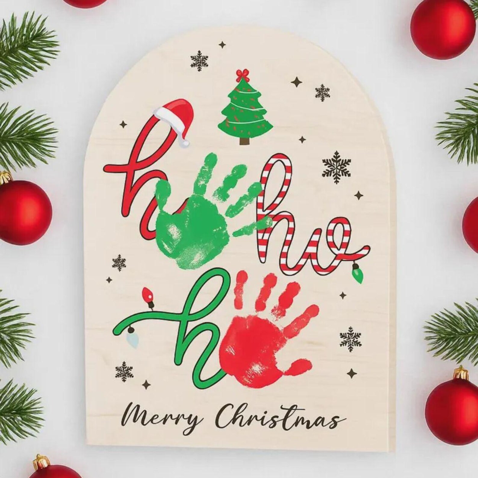 Christmas Handprint Art Keepsake - Custom Baby’s First Holiday Sign ...