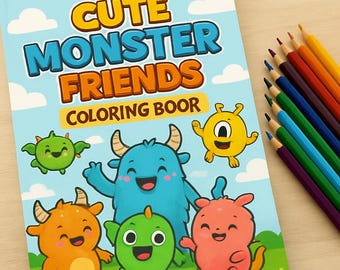 Kawaii Monster Friends Coloring Book | Kawaii Printable PDF for Kids - Etsy