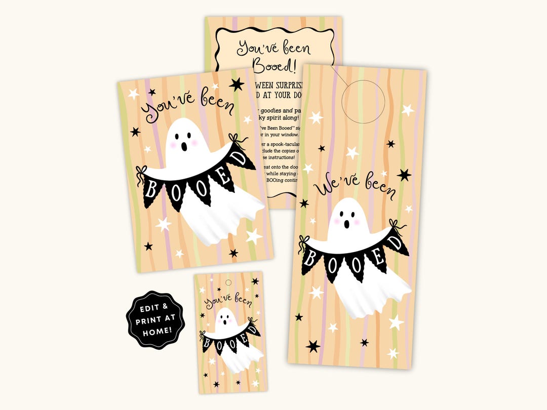 Printable You've Been Booed Kit | Halloween Gift Tags (digital Download ...