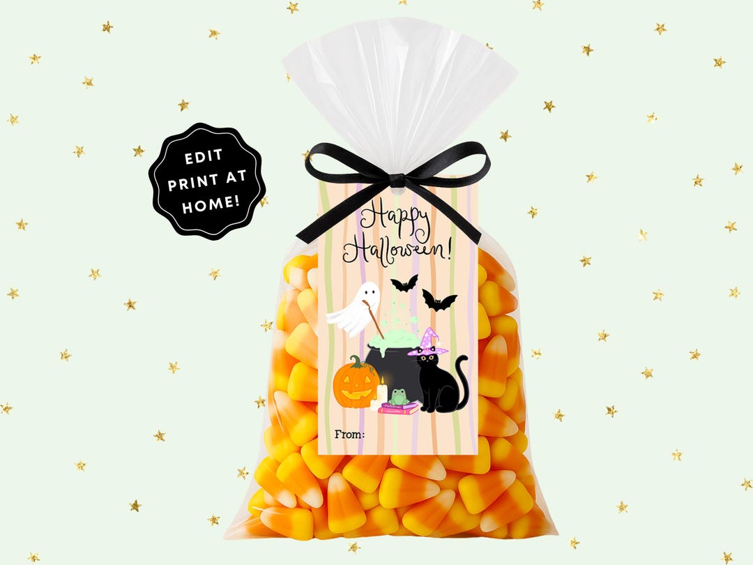 Printable Halloween Gift Tags | Candy Bag, Boo Basket (digital Download ...