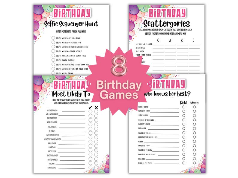 Printable Adult Birthday Party Games Bundle | Fun Group Activities ...