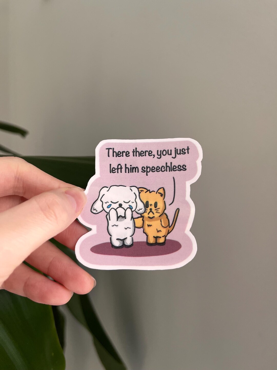 Sticker - Sad Dog & Consoling Cat; Cute and Funny Cat and Dog Stickers ...