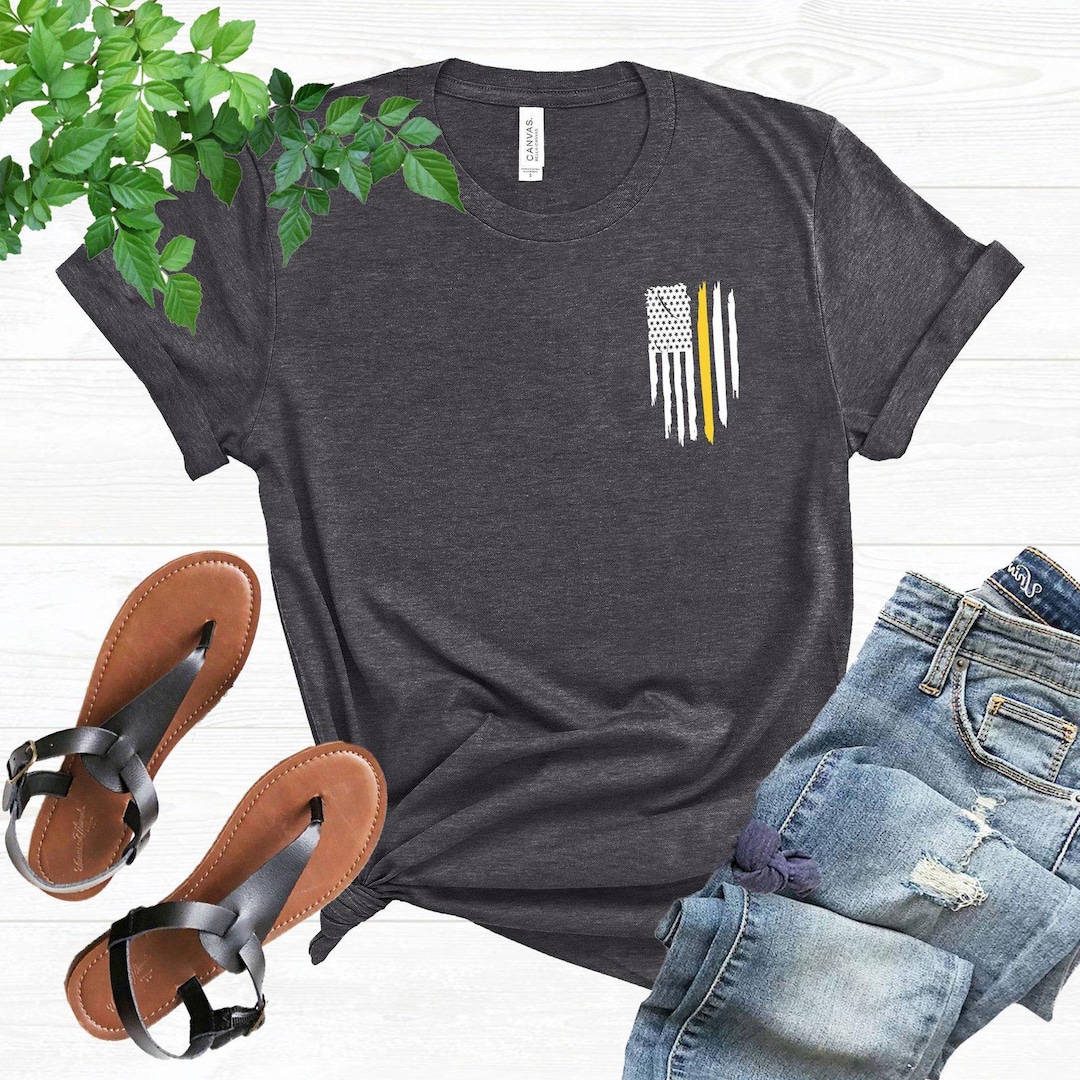 Pocket Dispatch Shirt, Thin Yellow Line Flag Shirt, Minimalist American ...