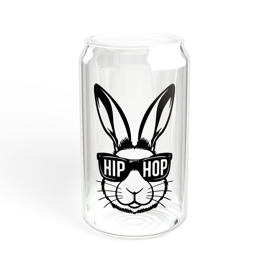 Hip Hop Bunny Sipper Glass, 16oz | Fun Coffee Drinkware, Easter Gifts ...