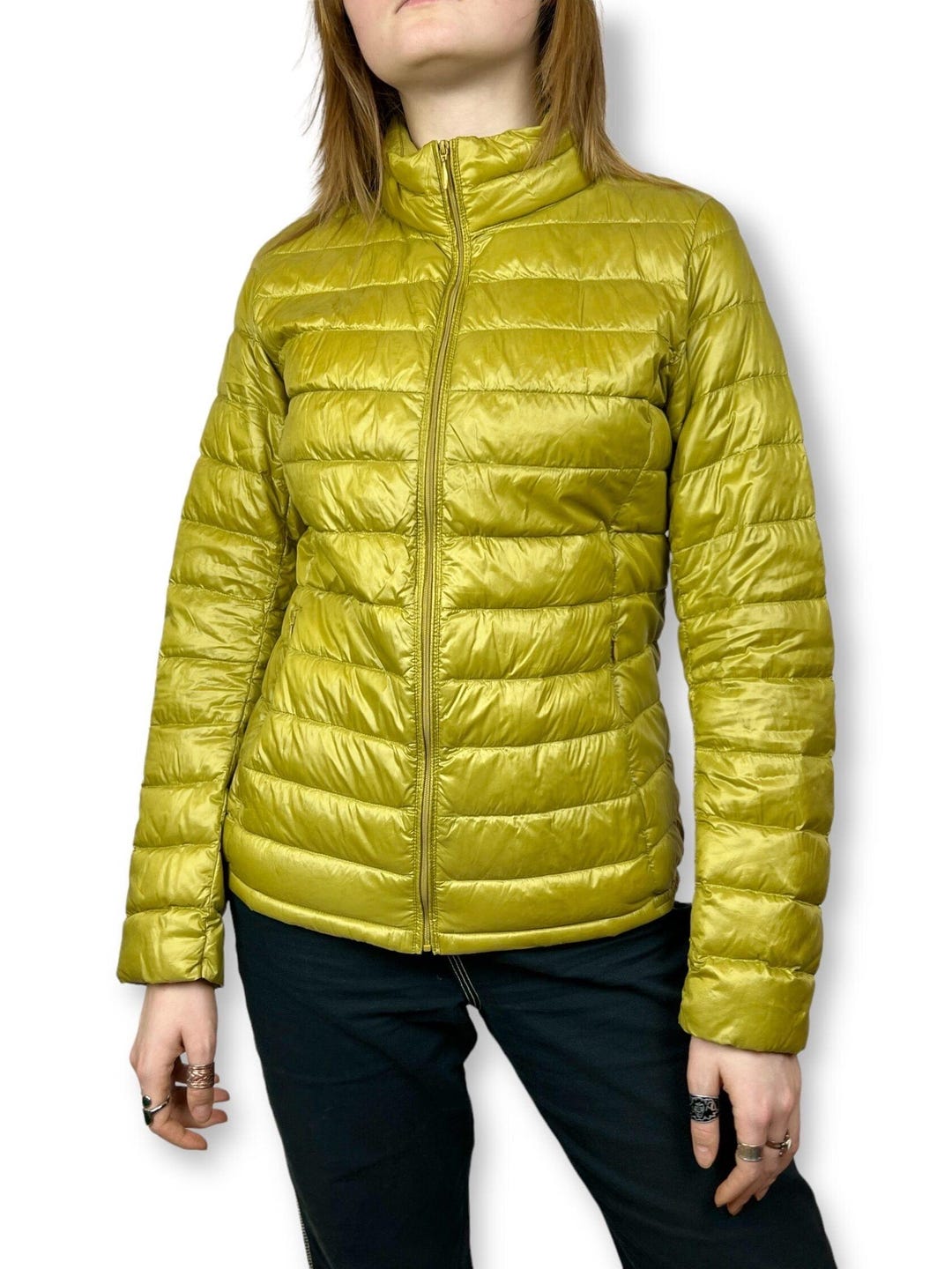 Vintage Mustard Yellow Micro Down Jacket Uniqlo Size S-M Goose Down 90s ...