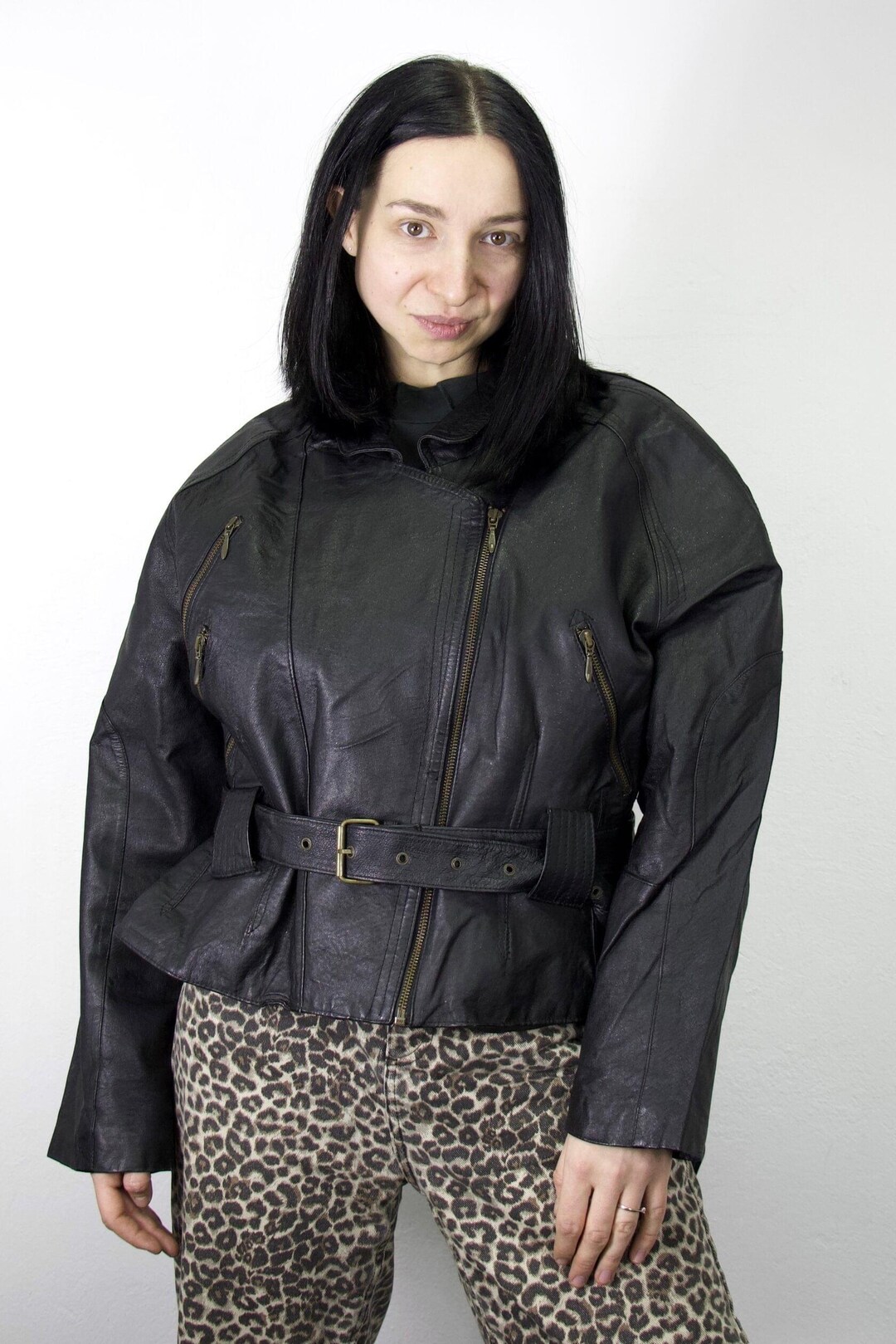 Vintage Moto Black Leather Biker Jacket Vunic | 100% Genuine Soft ...