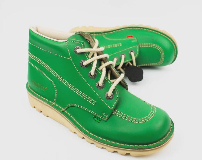 Kickers Kick Hi Green Leather Boots | Size 38 EU / 24 Cm | Classic ...