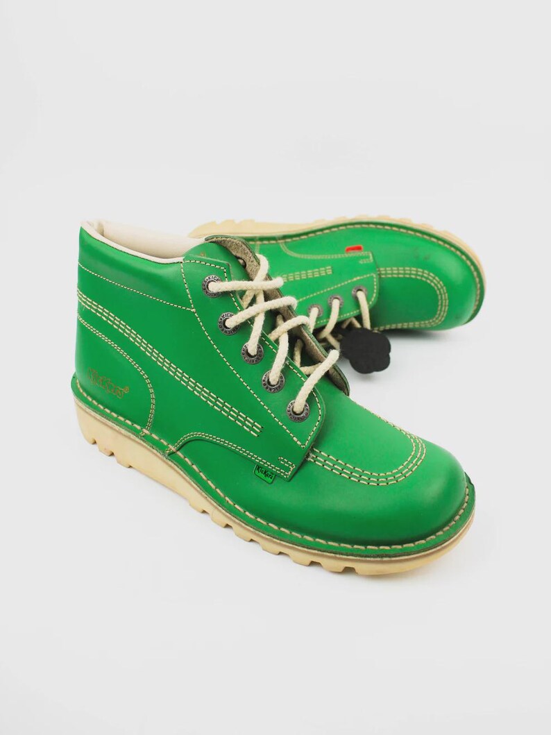 Kickers Kick Hi Green Leather Boots | Size 38 EU / 24 Cm | Classic ...