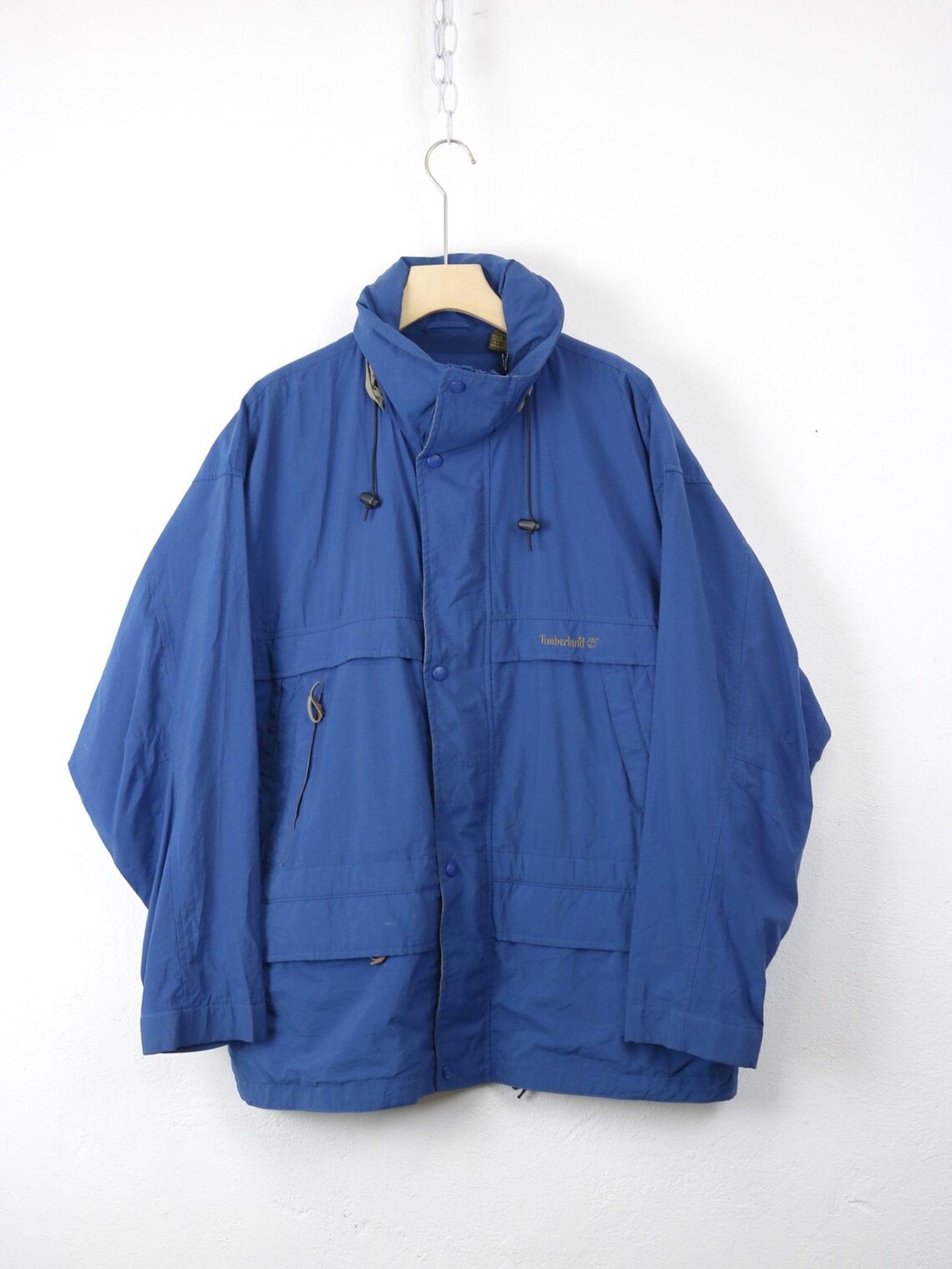 Timberland 90s Blue Parka Jacket L-XL Winter Warmth Mens Vintage ...