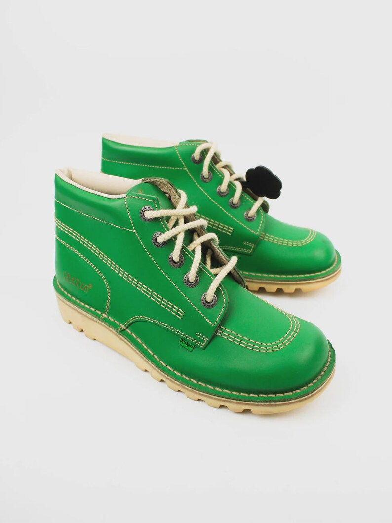 Kickers Kick Hi Green Leather Boots | Size 38 EU / 24 Cm | Classic ...