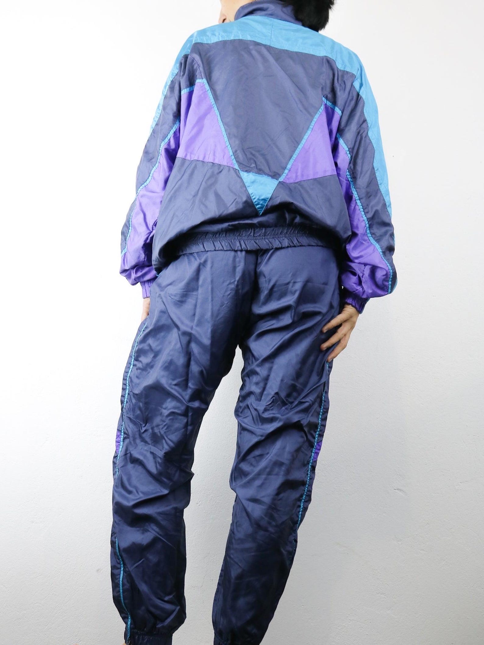 Vintage Blue 80s Tracksuit Unisex Retro Purple Sportswear Size M-L ...