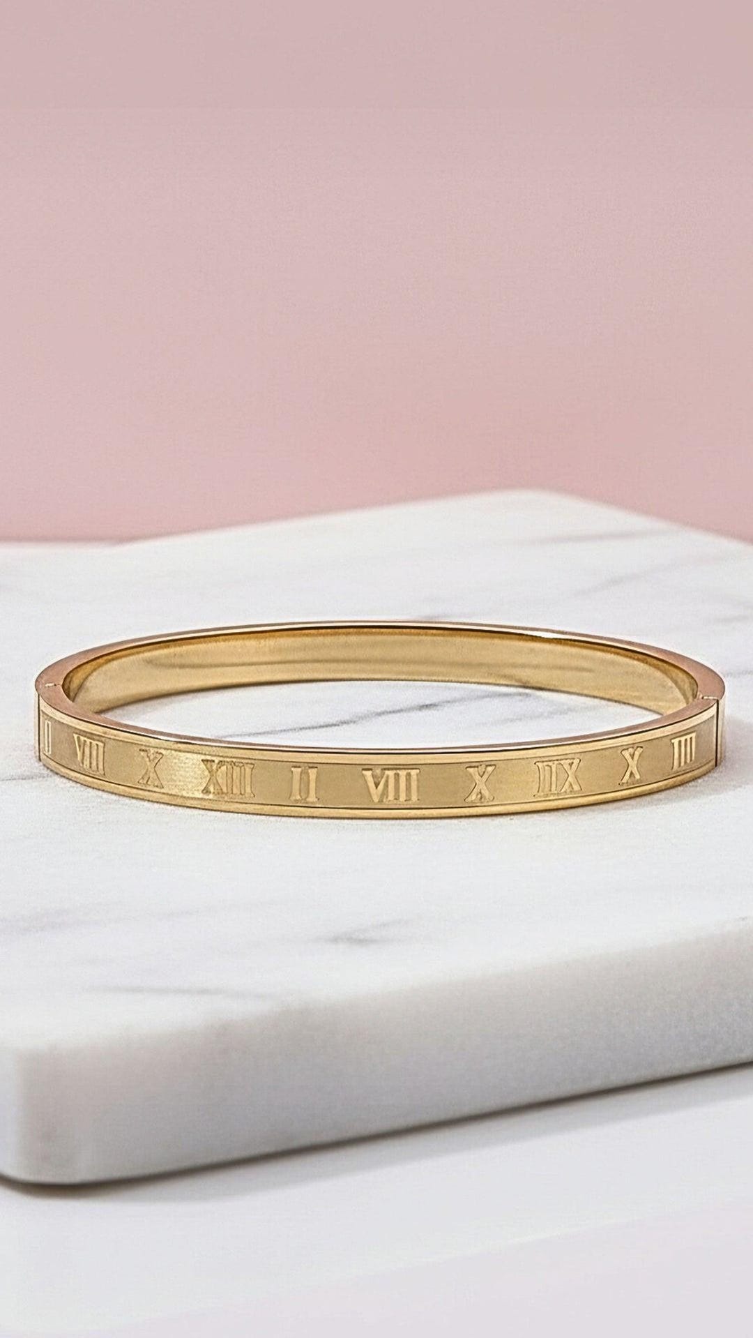 Roman Numeral Stainless Steel Stacking Bangle - Etsy