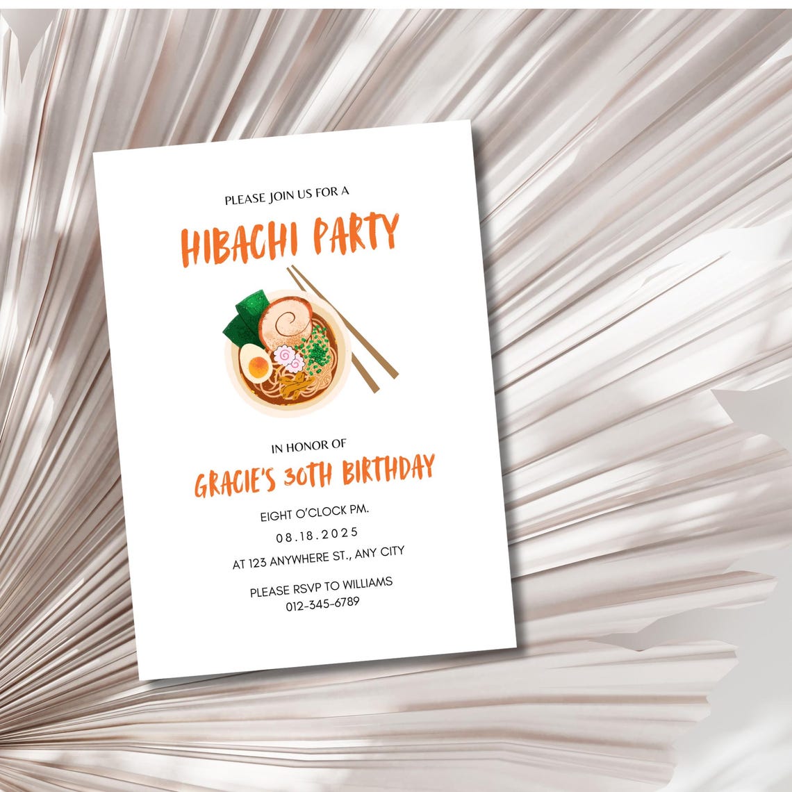 Hibachi Dinner Party Invite Template Invitation, Japanese Themed ...