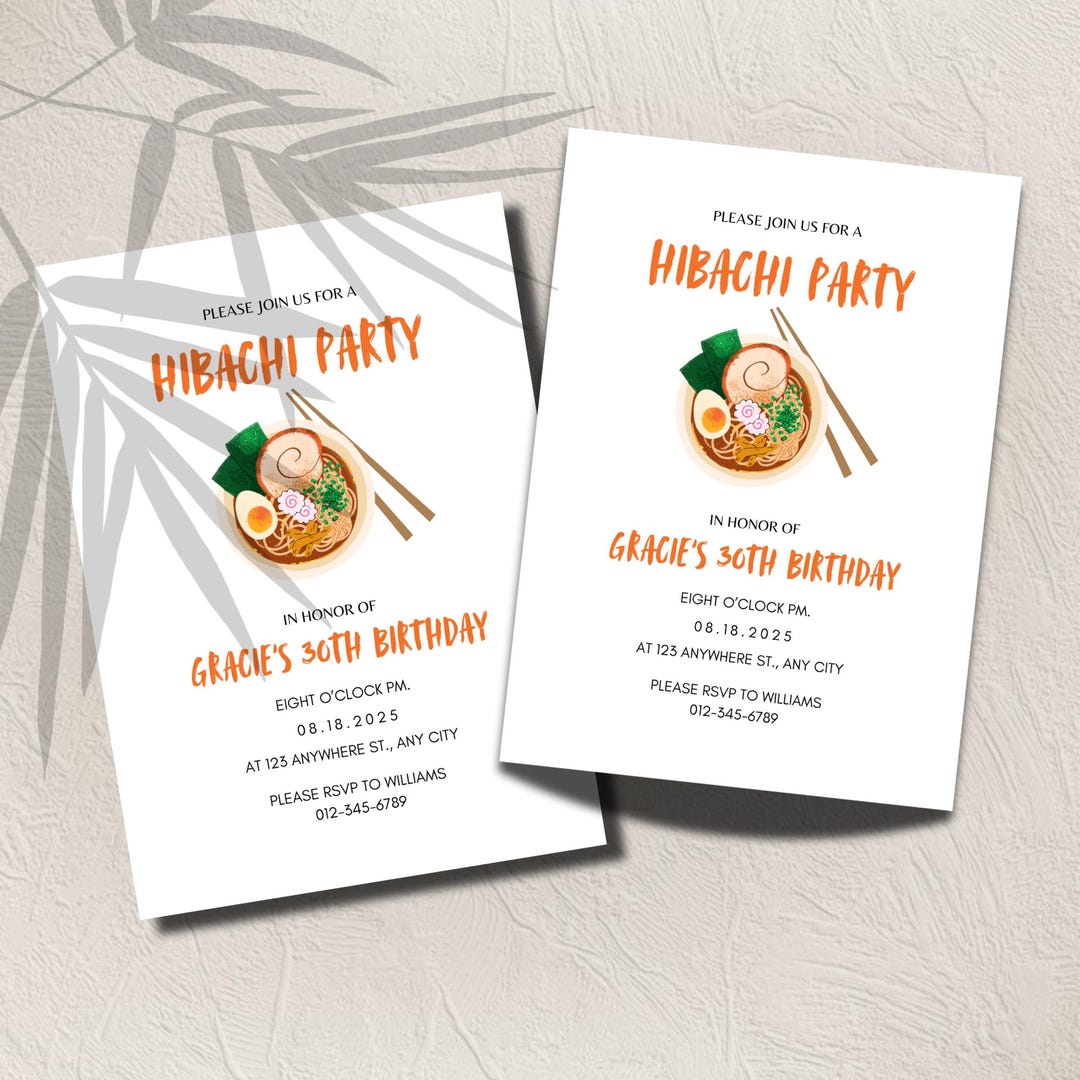 Hibachi Dinner Party Invite Template Invitation, Japanese Themed ...