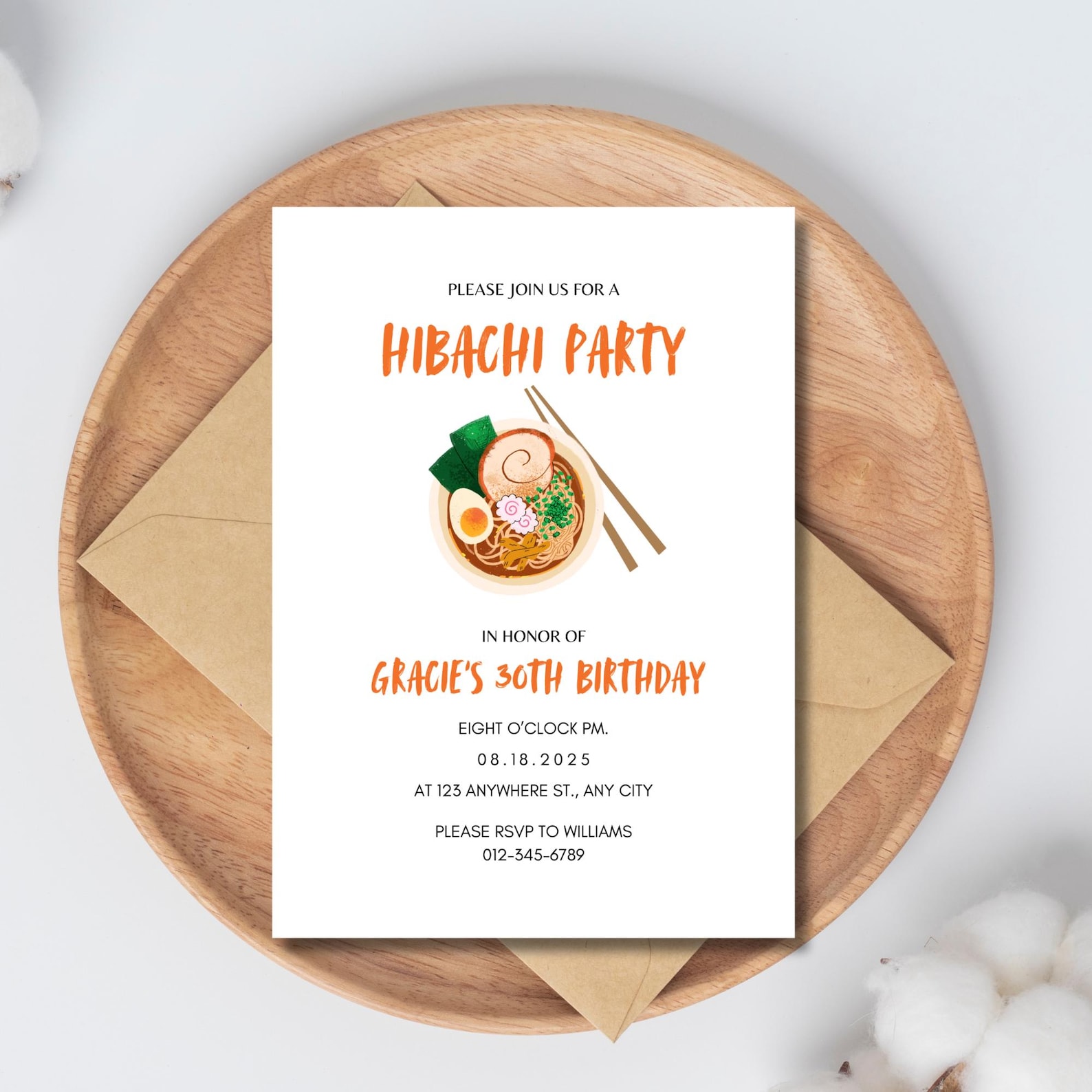 Hibachi Dinner Party Invite Template Invitation, Japanese Themed ...